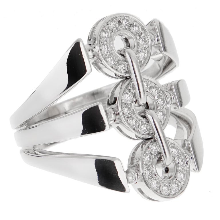 Bulgari Diamond White Gold Cocktail Ring For Sale at 1stDibs