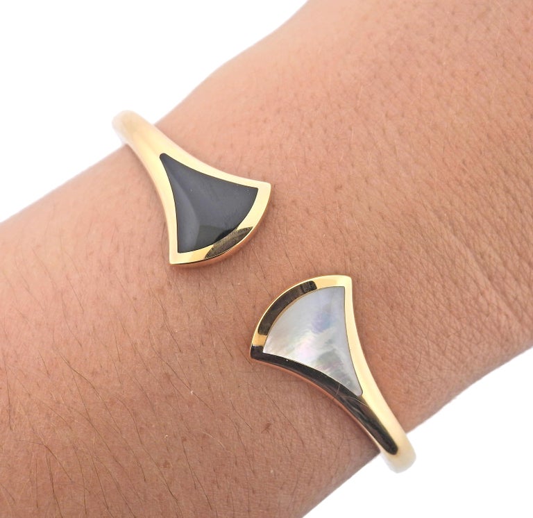 Bulgari Diva's Dream Mother of Pearl Onyx Rose Gold Cuff Bracelet For ...