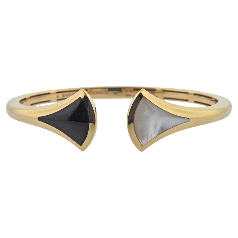 Bulgari Diva's Dream Mother of Pearl Onyx Rose Gold Cuff Bracelet For ...