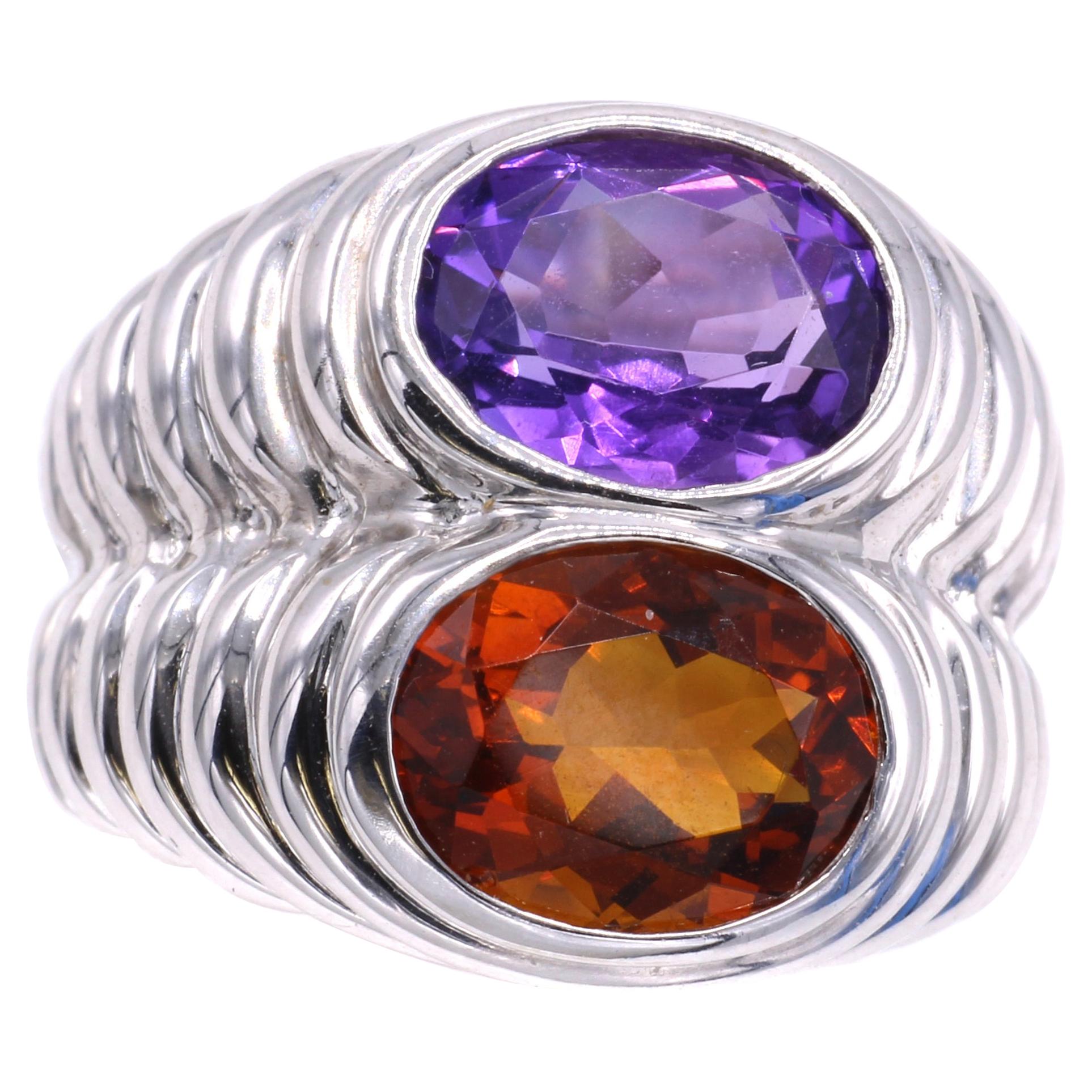 Citrine with Amethyst Heart Ring set in 18 Karat Gold Settings For Sale ...