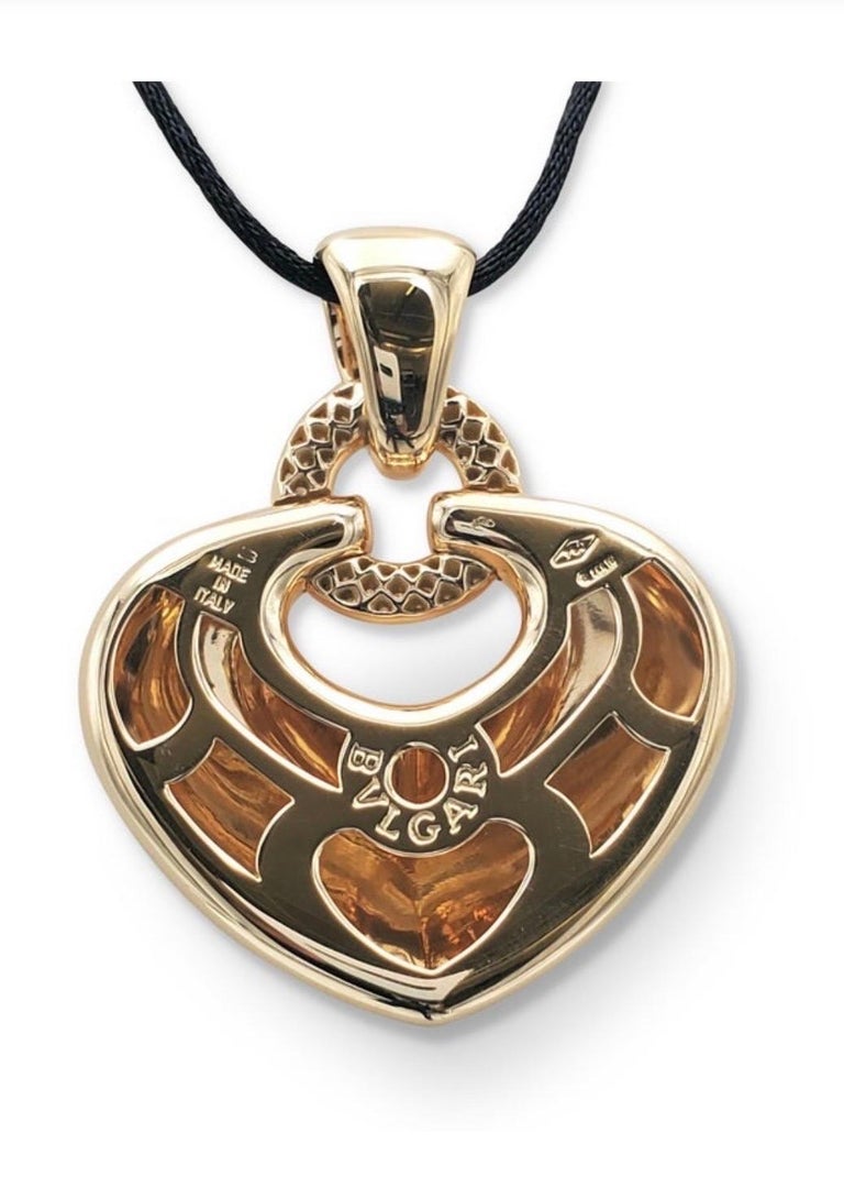 Bulgari 'Doppio Cuore' Gold and Diamond Puffed Heart Pendant on the ...