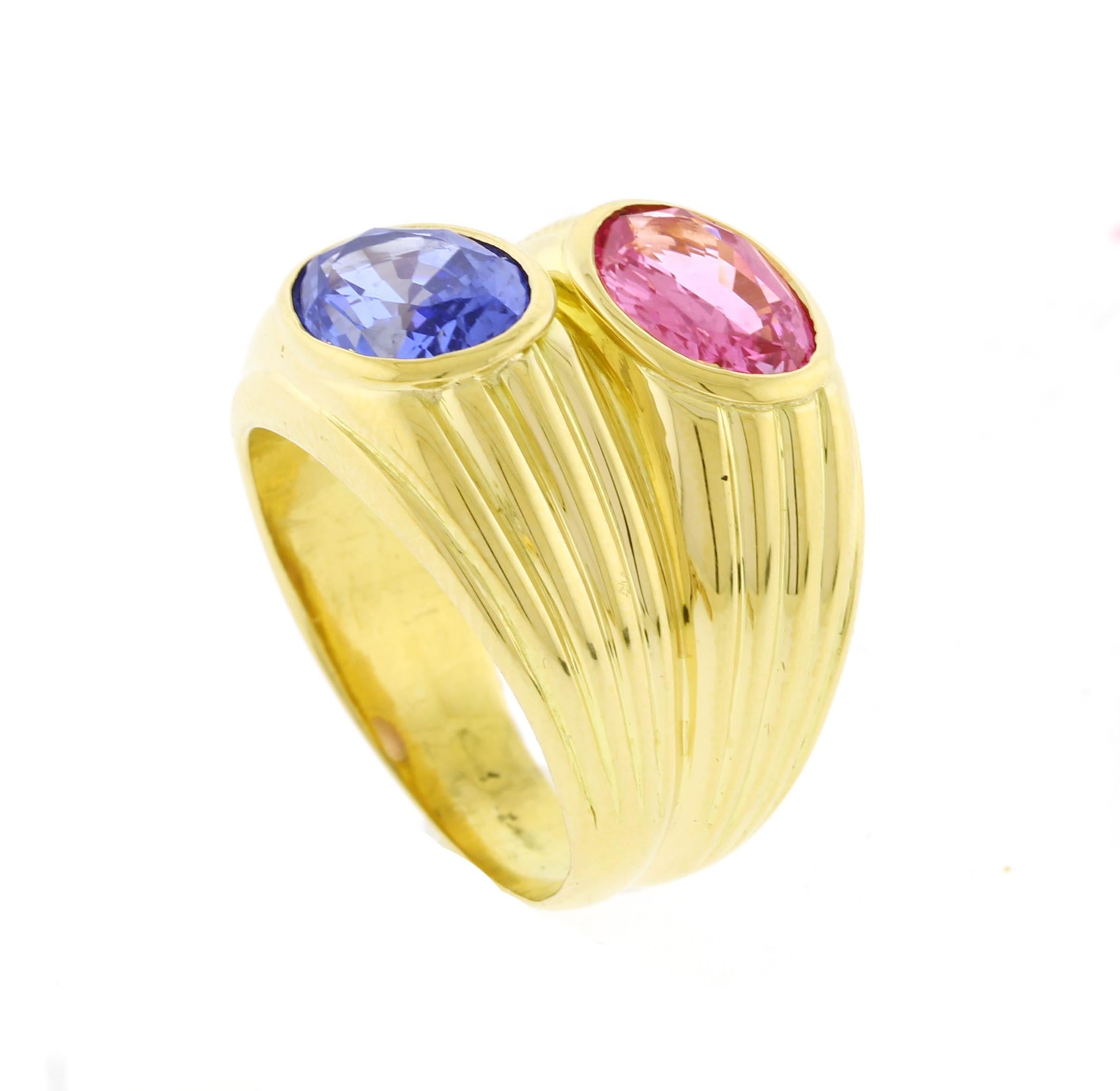 Bulgari Doppio Pink and Blue Sapphire Ring For Sale at 1stDibs ...