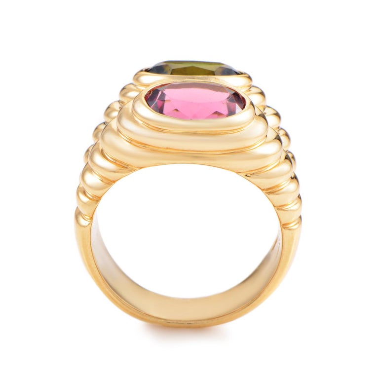 Bulgari Doppio Pink and Green Tourmaline Yellow Gold Ring at 1stDibs ...