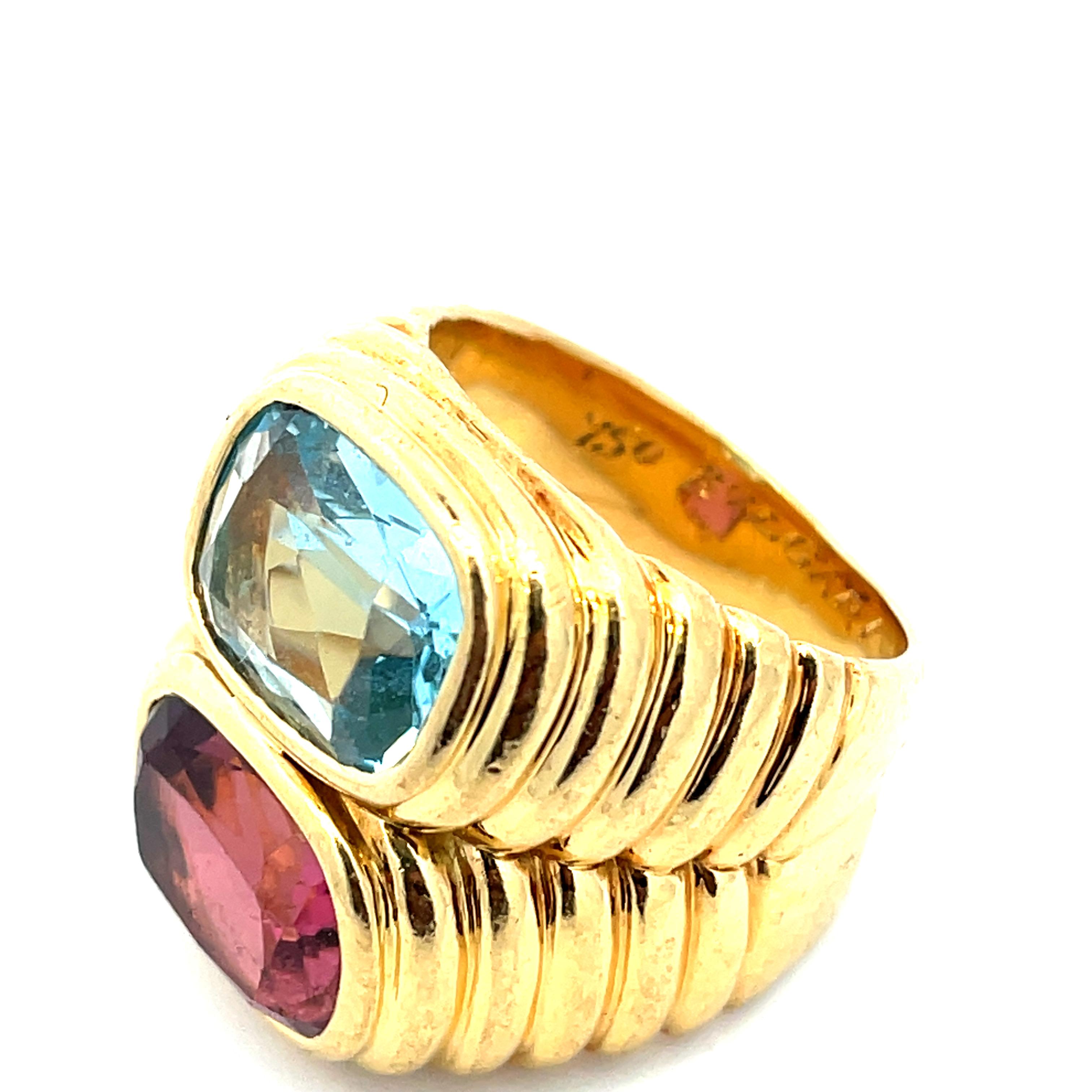 Bulgari Doppio Ring Yellow Gold Tourmaline at 1stDibs | pearls and loaf ...