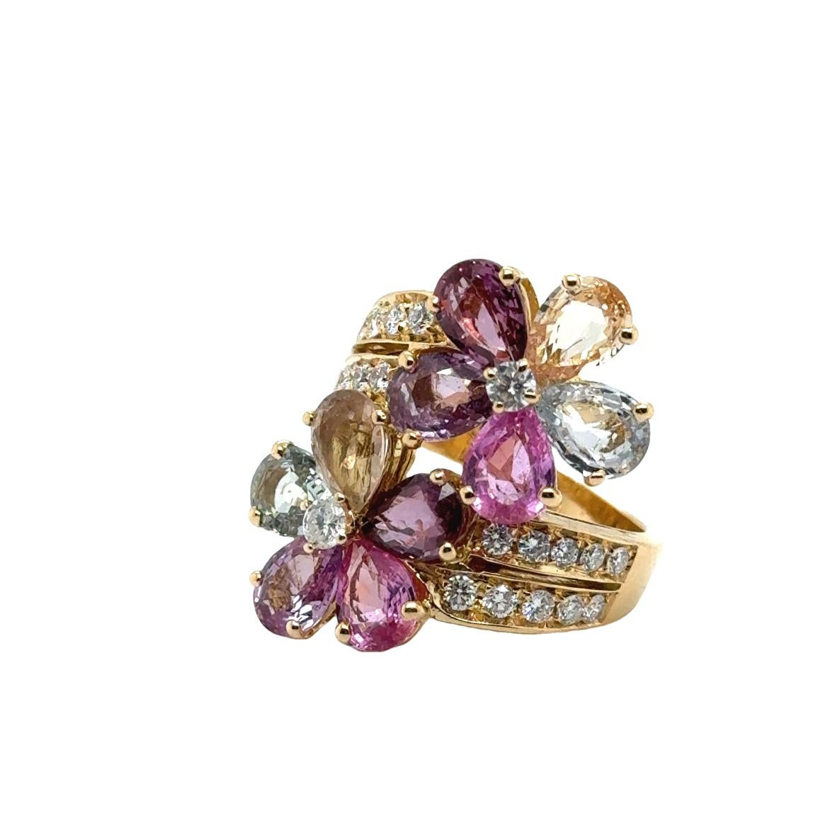 Bulgari Fancy Color Sapphire and Diamond 18k Yellow Gold Flower ...