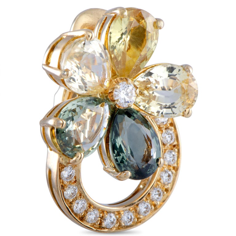 Bulgari Flora Diamond and Multi-Color Sapphire Yellow Gold Flower ...