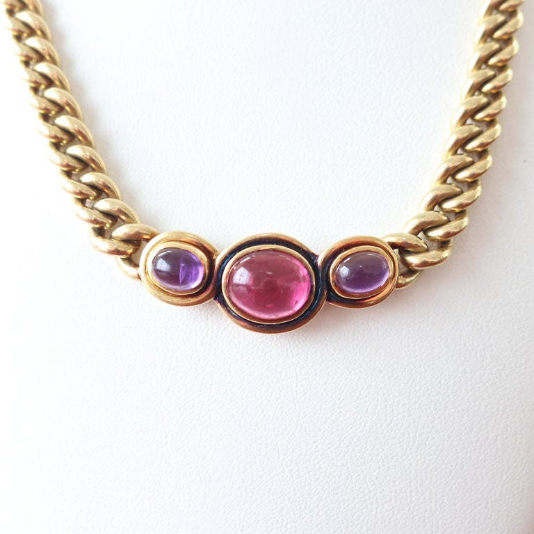 Bulgari Gemstone Gold Necklace at 1stDibs