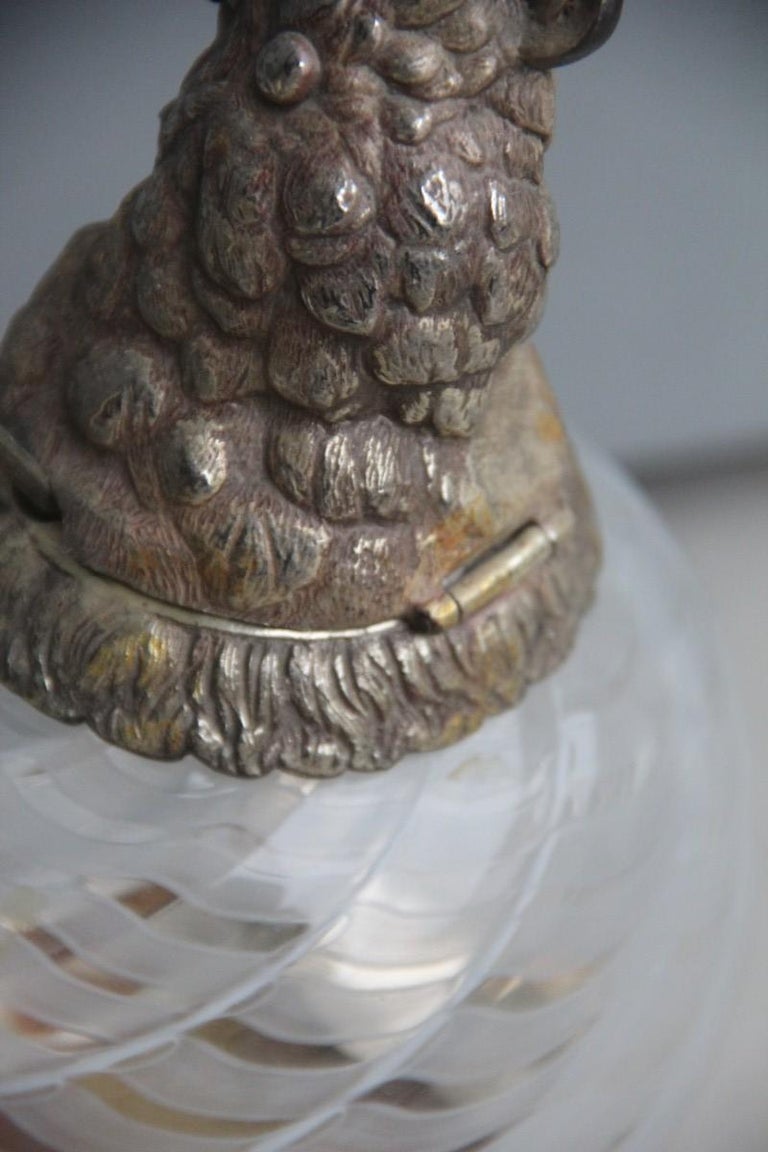 Box with Glass Lid Owl 1960 Italian Design Murano Glass Metal Chrome ...