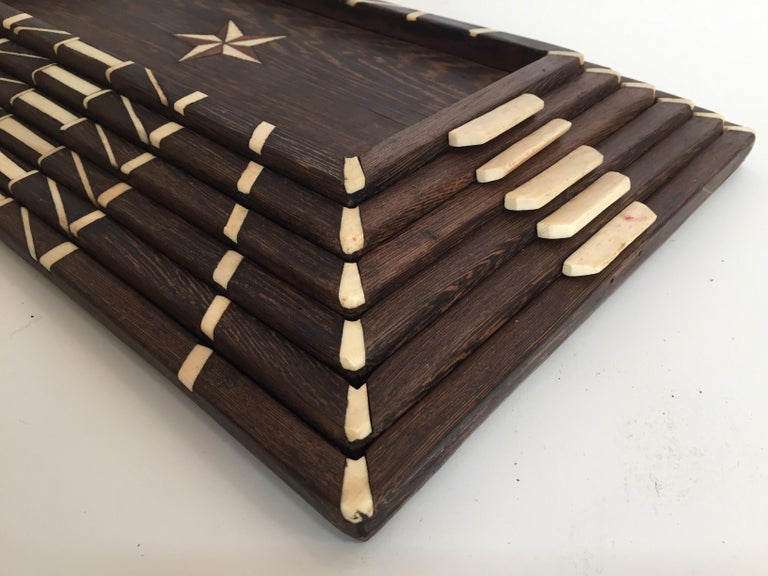 Antique Anglo-Indian set of Six Staking Wood Trays with Bone Inlays For ...