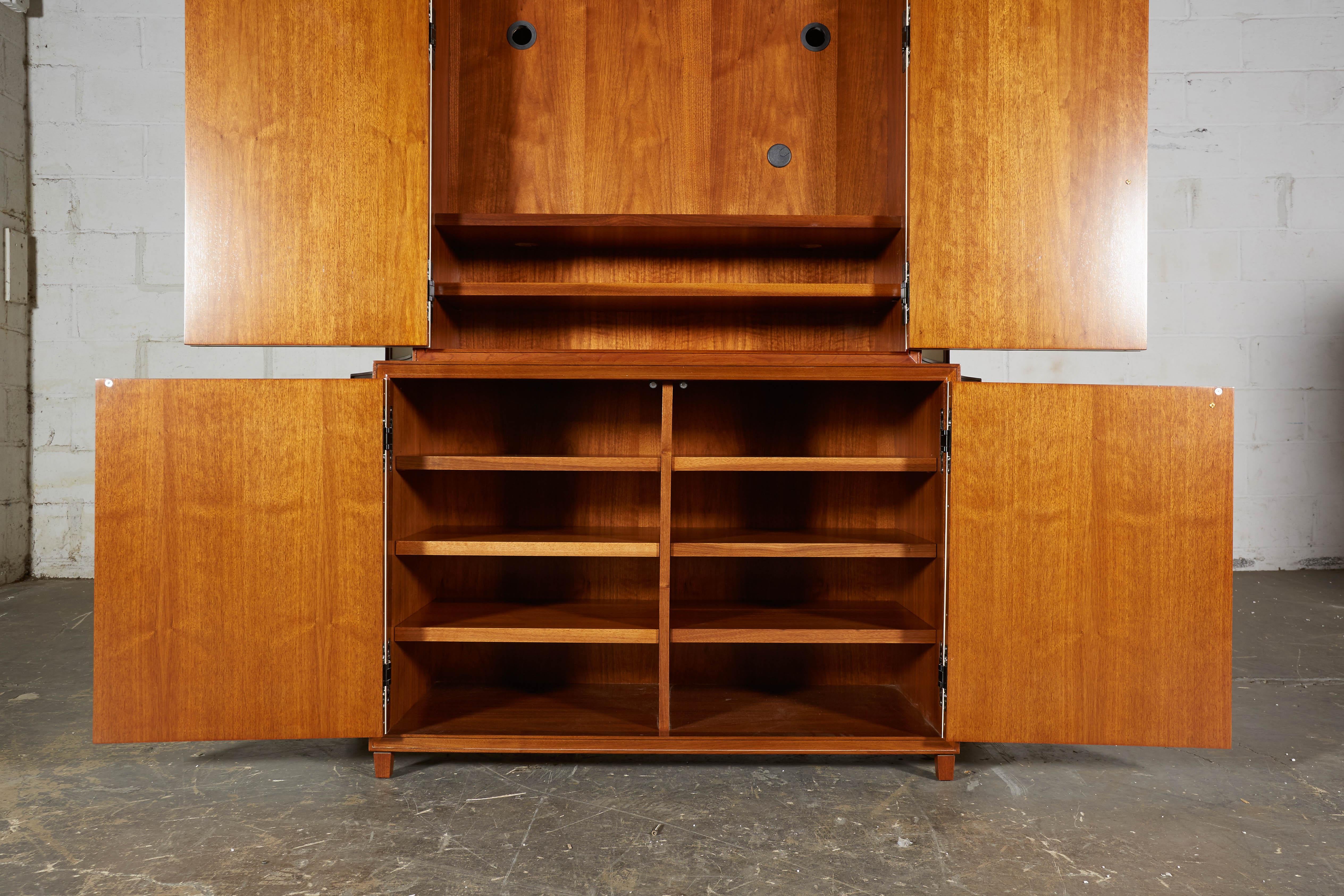 Neoclassical Mahogany and Faux Parchment Media Cabinet at 1stDibs
