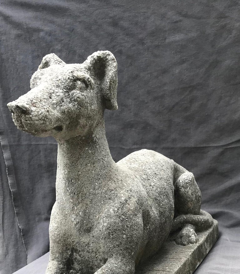 Pair Stone Greyhound Dogs at 1stDibs