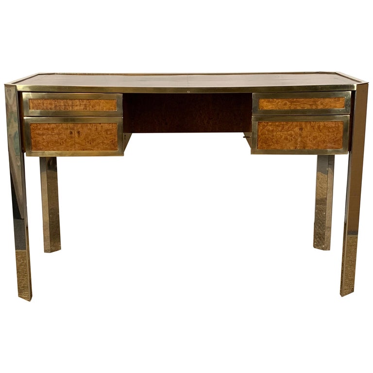 Gucci Style Italian Chrome and Brass Desk at 1stDibs