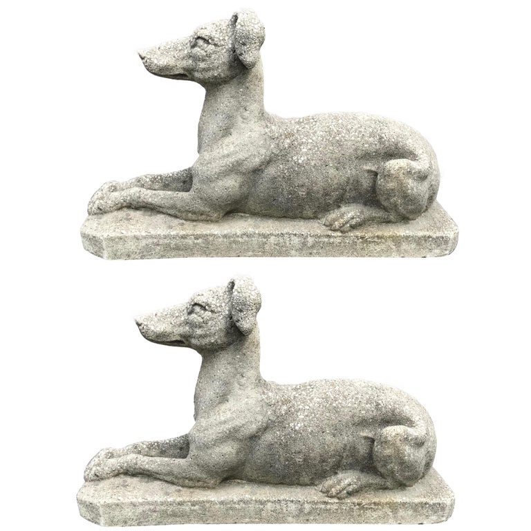 Pair Stone Greyhound Dogs at 1stDibs