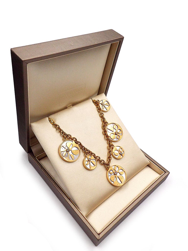 Bulgari Intarsio 18K Rose Gold Diamond Mother of Pearl Charm Bracelet ...