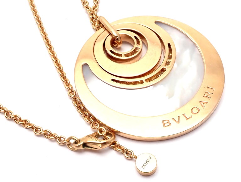 Bulgari Intarsio Diamond Mother of Pearl Rose Gold Pendant Necklace at ...