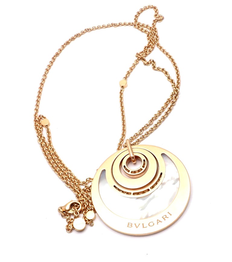 Bulgari Intarsio Diamond Mother of Pearl Rose Gold Pendant Necklace at ...
