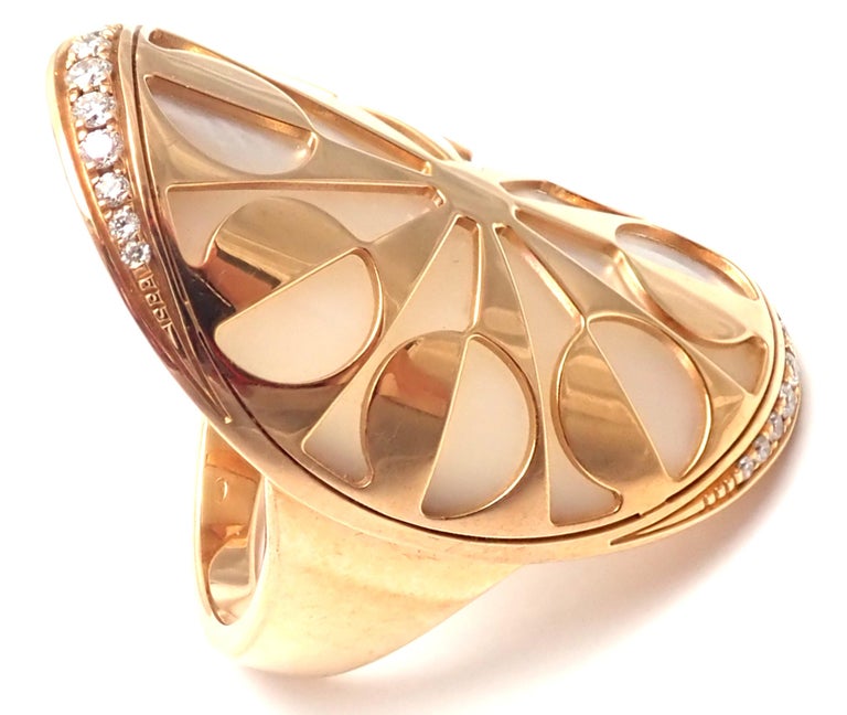 Bulgari Intarsio Diamond Mother of Pearl Rose Gold Ring at 1stDibs