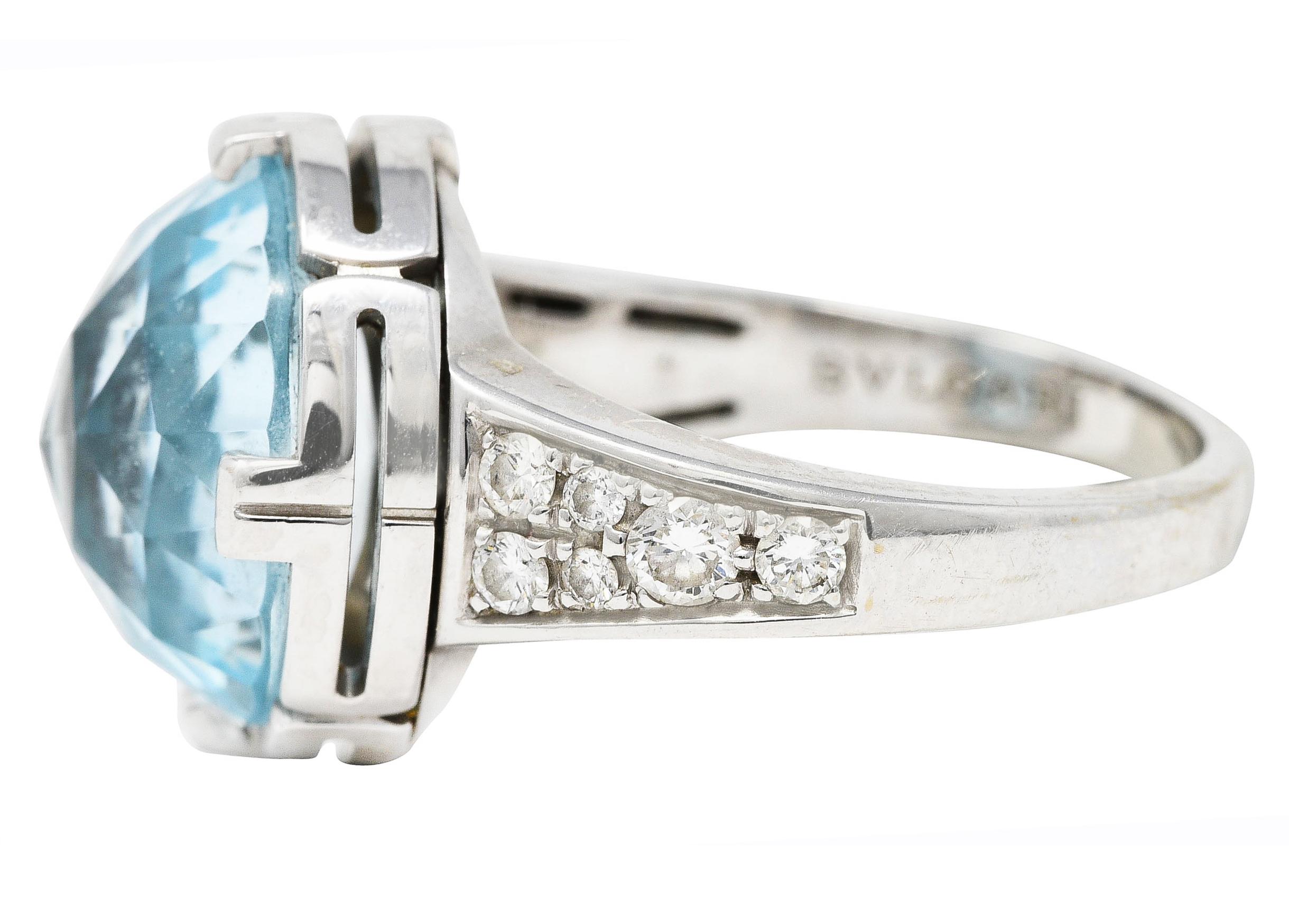 Bulgari Italian Diamond Blue Topaz 18 Karat White Gold Parentesi ...