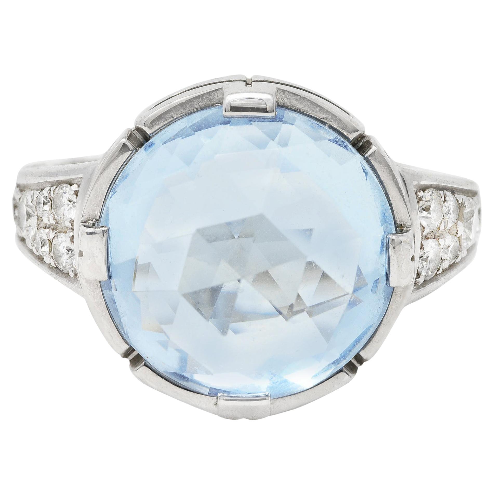 Bulgari Italian Diamond Blue Topaz 18 Karat White Gold Parentesi ...