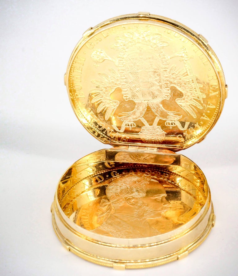 Bulgari Large Gold Austrian Coin Pill Box at 1stDibs
