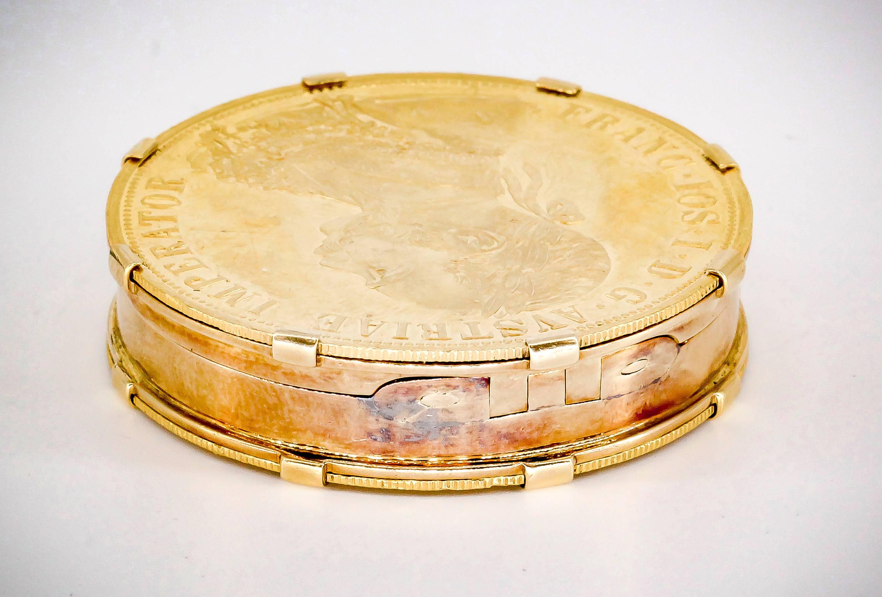 Bulgari Large Gold Austrian Coin Pill Box at 1stDibs | bulgari austria