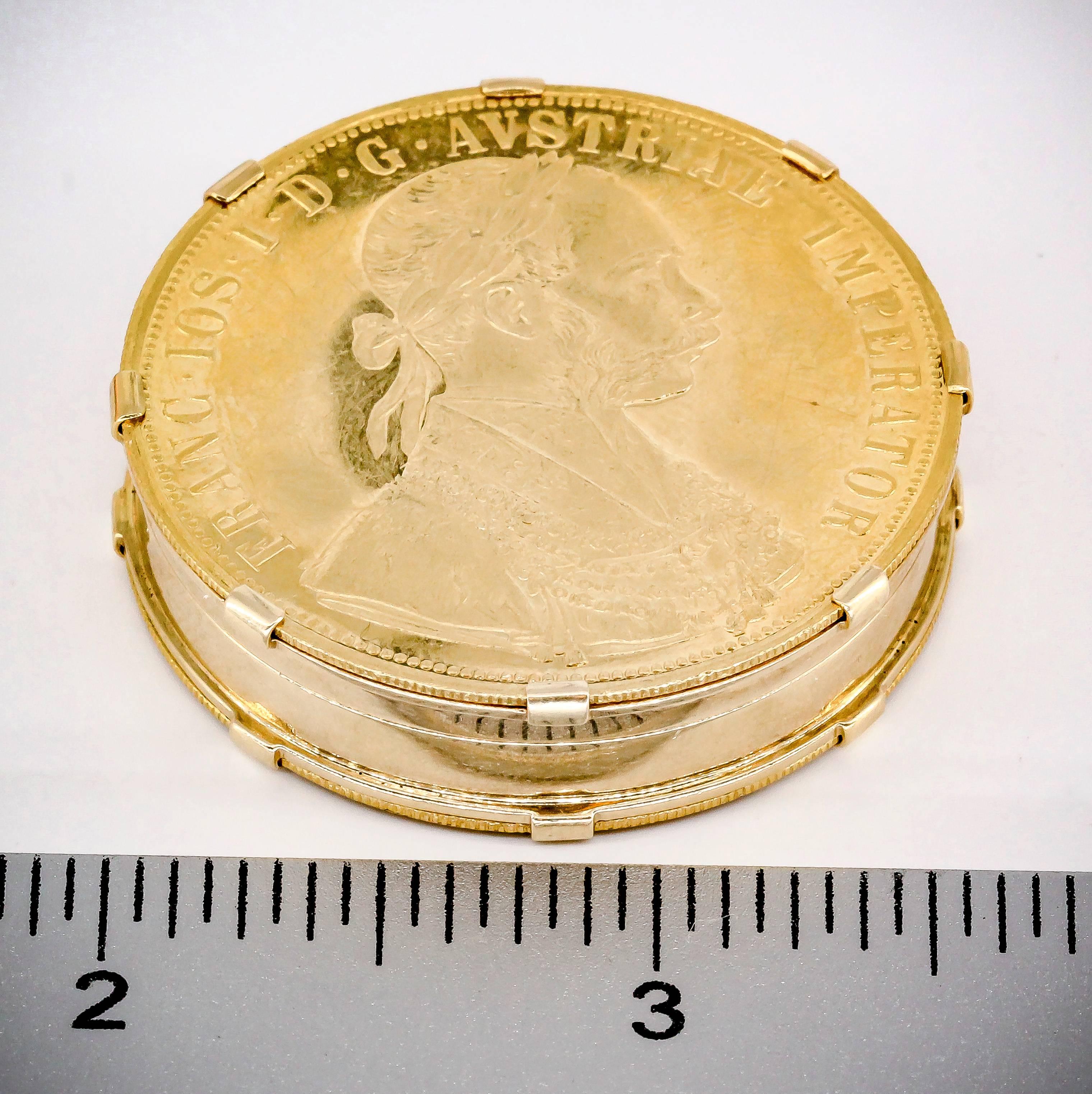 Bulgari Large Gold Austrian Coin Pill Box at 1stDibs | bulgari austria