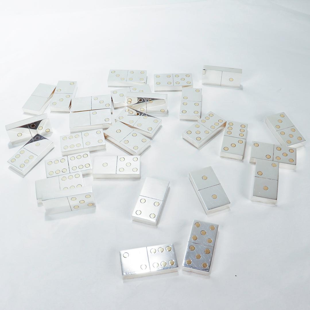 Bvlgari Mid-Century Modern Boxed Sterling Silver Domino Game Set For ...