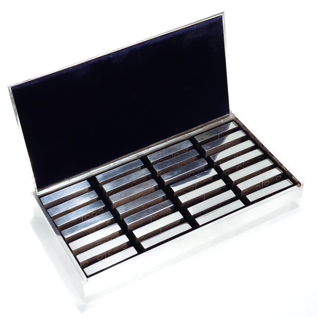 Bvlgari Mid-Century Modern Boxed Sterling Silver Domino Game Set For ...