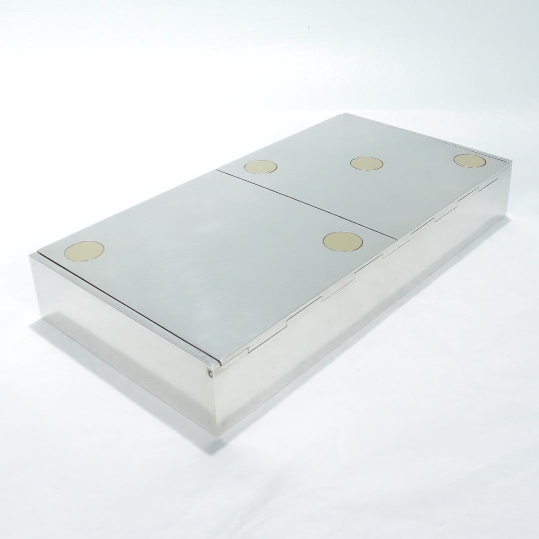 Bvlgari Mid-Century Modern Boxed Sterling Silver Domino Game Set For ...