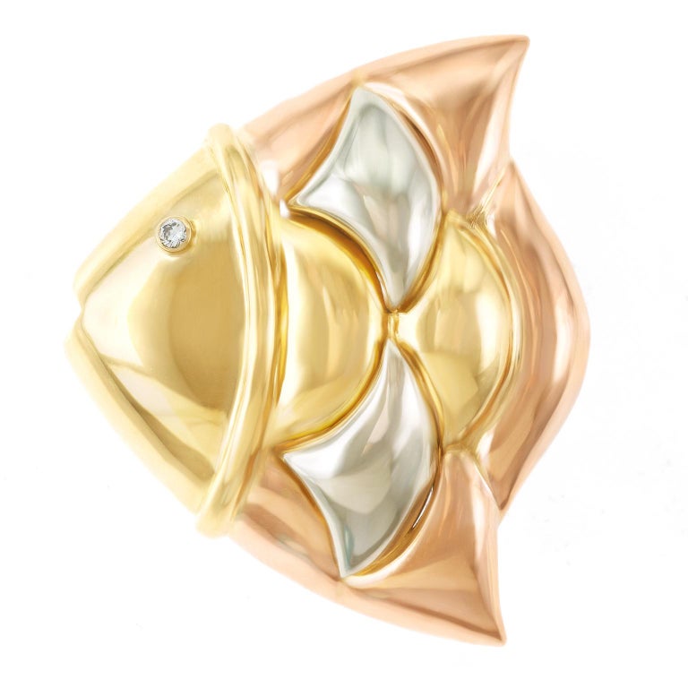 Bulgari “Naturalia” Fish Gold Brooch at 1stDibs