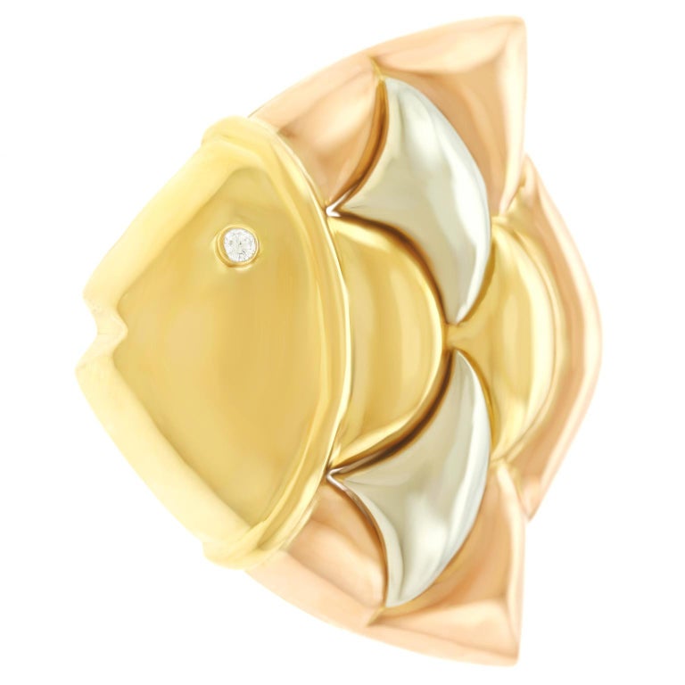 Bulgari “Naturalia” Fish Gold Brooch at 1stDibs