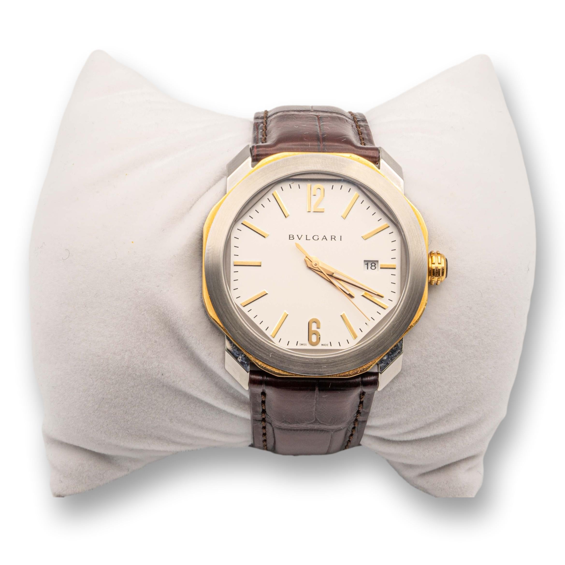 Bulgari Octo Roma 18K Rose Gold and Stainless Steel Mens Watch For Sale ...