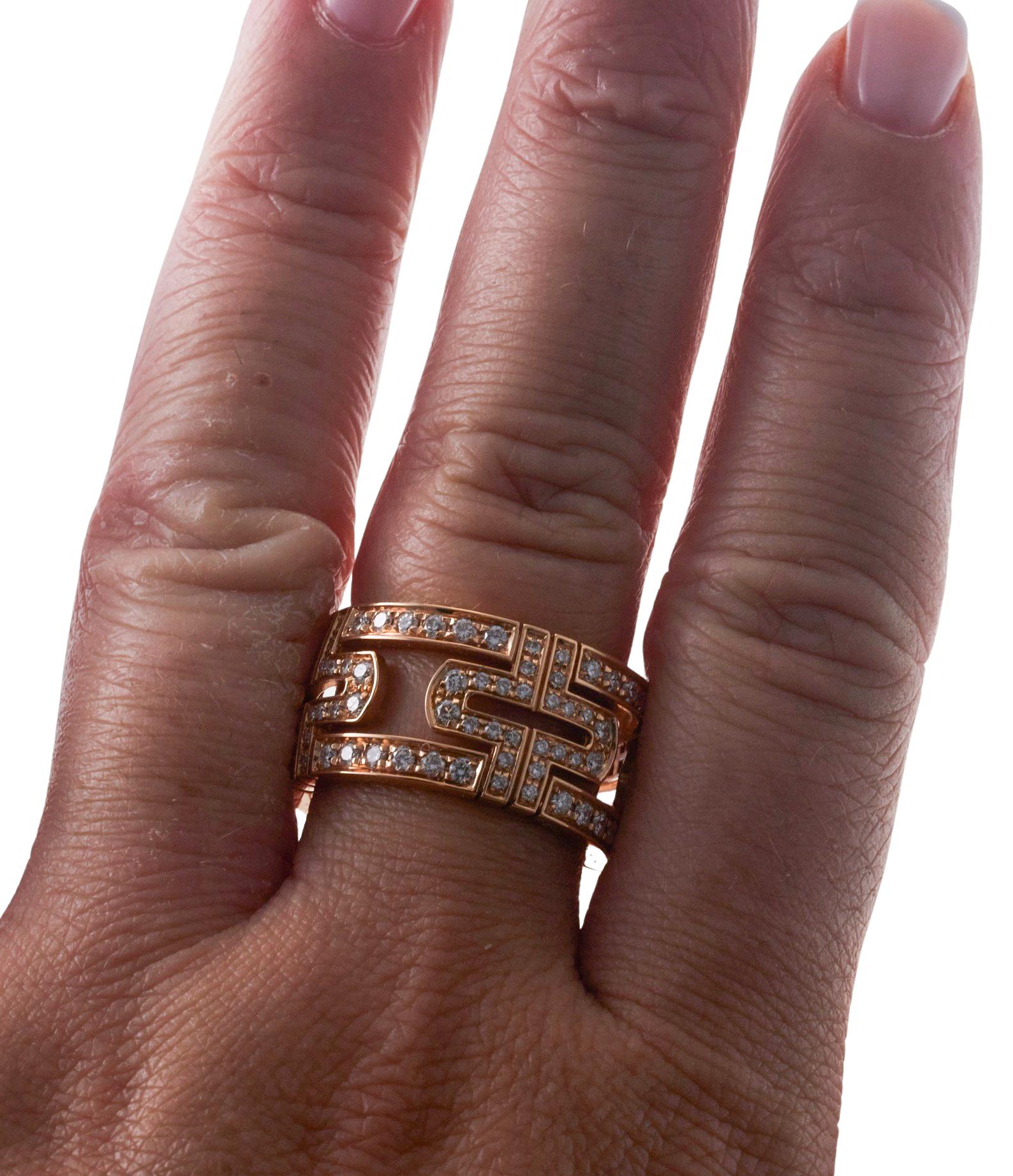 Bulgari Parentesi Diamond Gold Band Ring For Sale at 1stDibs