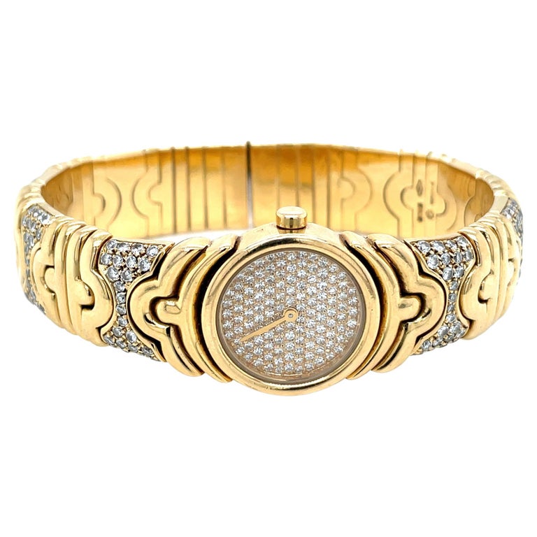 Bulgari Parentesi Diamond Gold Cuff Watch For Sale at 1stDibs