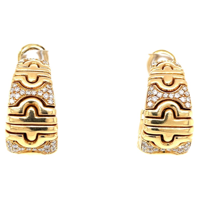 Bulgari Parentesi Diamond Gold Earrings For Sale at 1stDibs