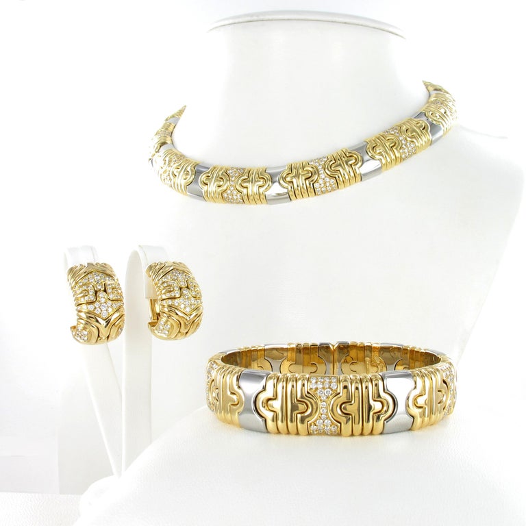 Bulgari Parentesi Set in 18 Karat Yellow Gold and Steel with Diamonds ...