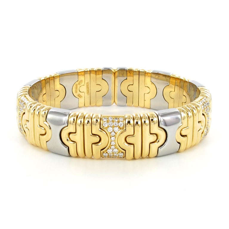 Bulgari Parentesi Set in 18 Karat Yellow Gold and Steel with Diamonds ...
