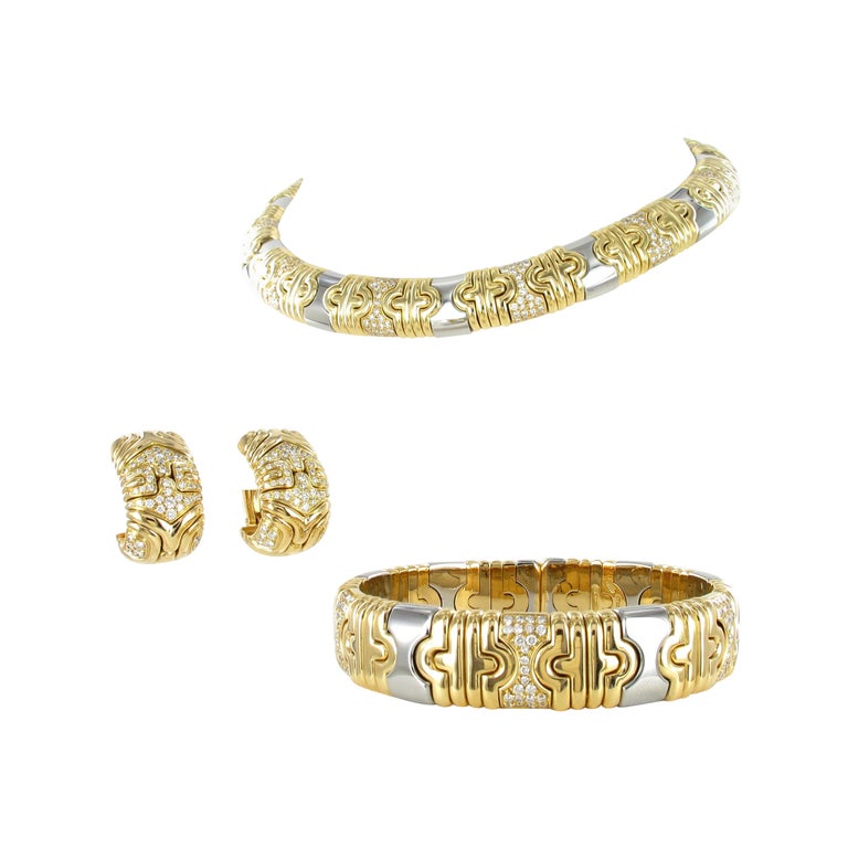 Bulgari Parentesi Set in 18 Karat Yellow Gold and Steel with Diamonds ...