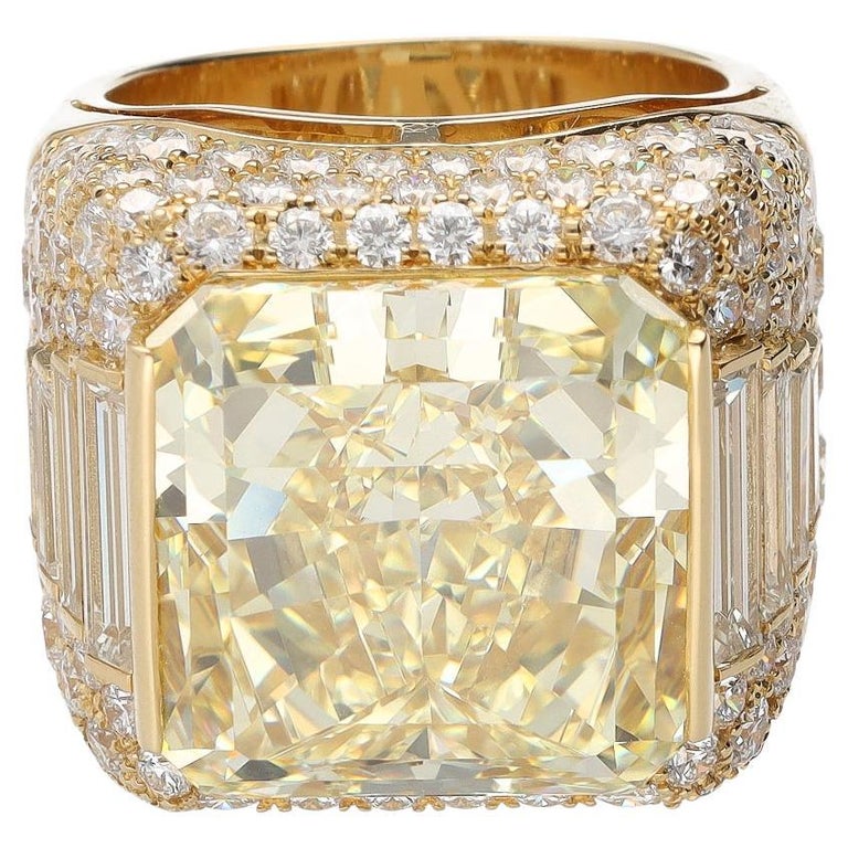 Bulgari Rome Fancy Yellow Cut Cornered Square 22.50 Carat Diamond ...