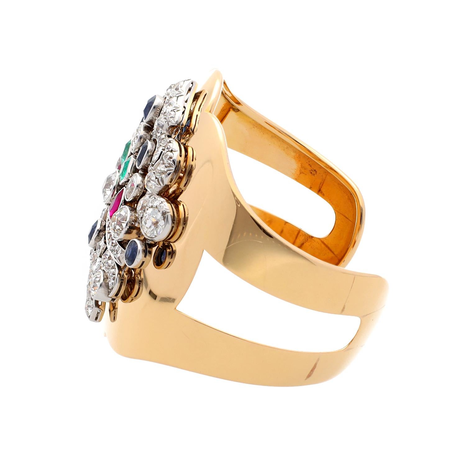 Bulgari Rome Vintage Art Deco Giardinetto Pin Gold Bangle For Sale at ...