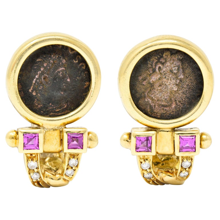 Bulgari Ruby Diamond Ancient Coin 18 Karat Gold Alexander The Great ...