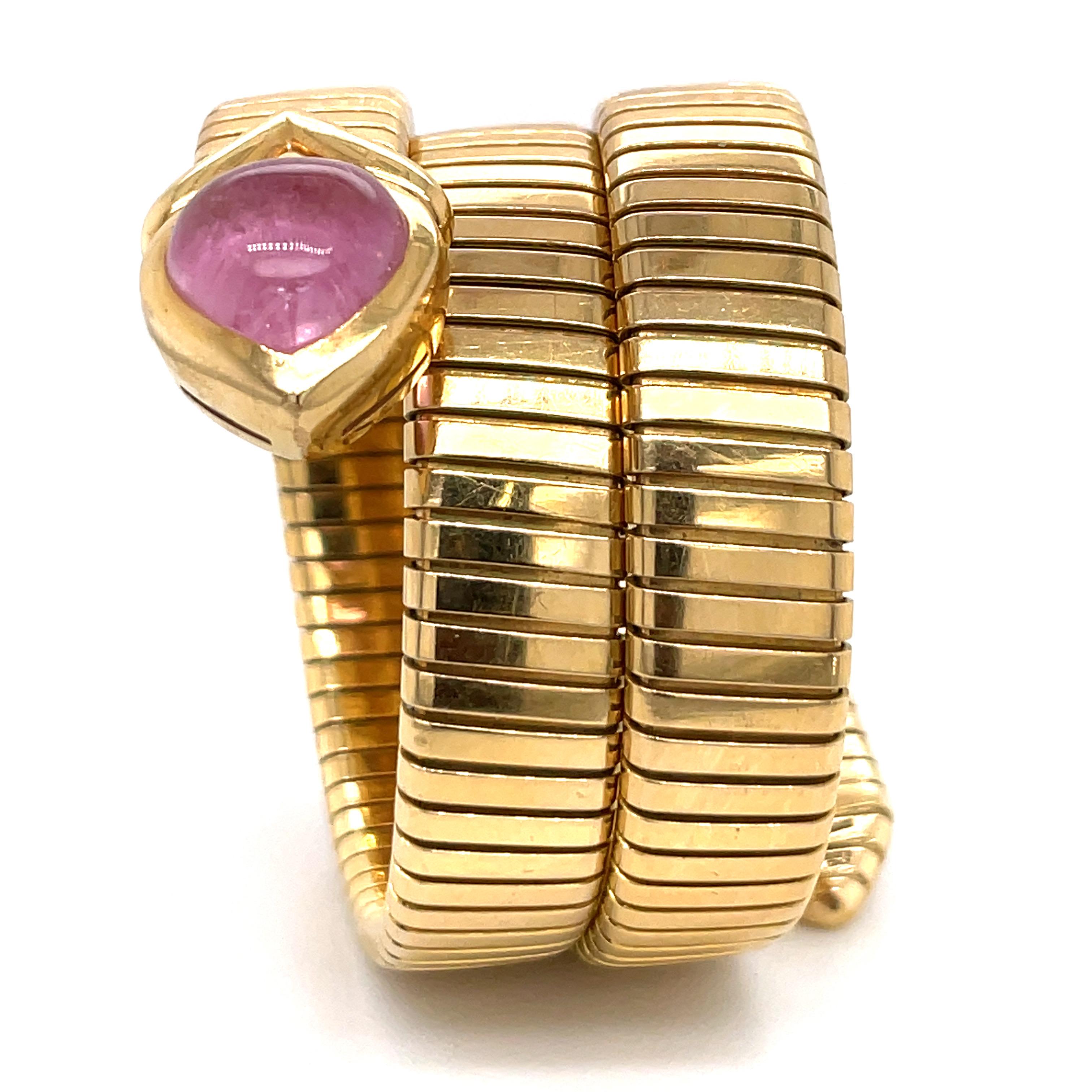 Bulgari Serpenti 18 Karat Yellow Gold Wrap Heart Bracelet 123.6 Grams ...