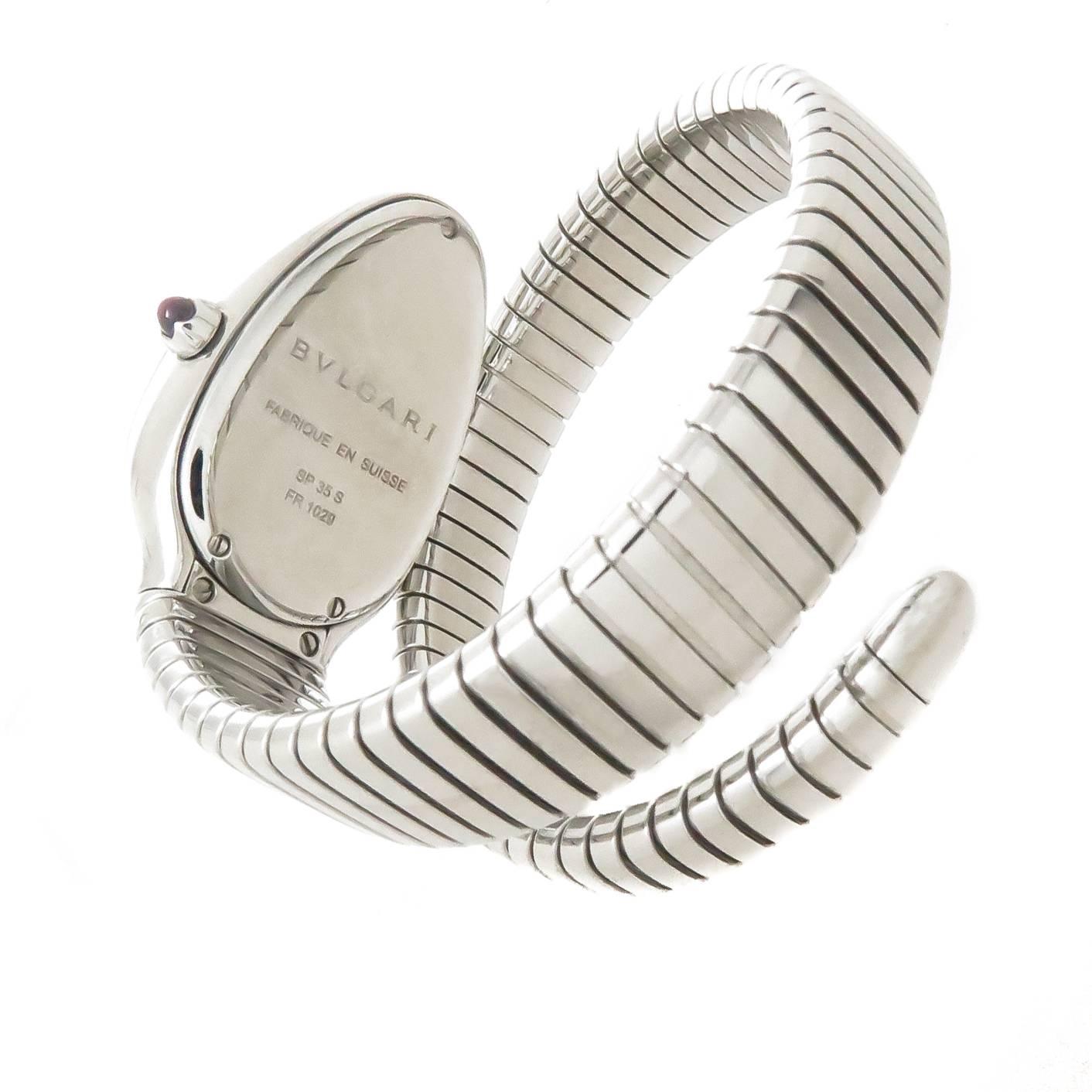 Bulgari Ladies Stainless Steel Serpenti Quartz Wristwatch at 1stDibs
