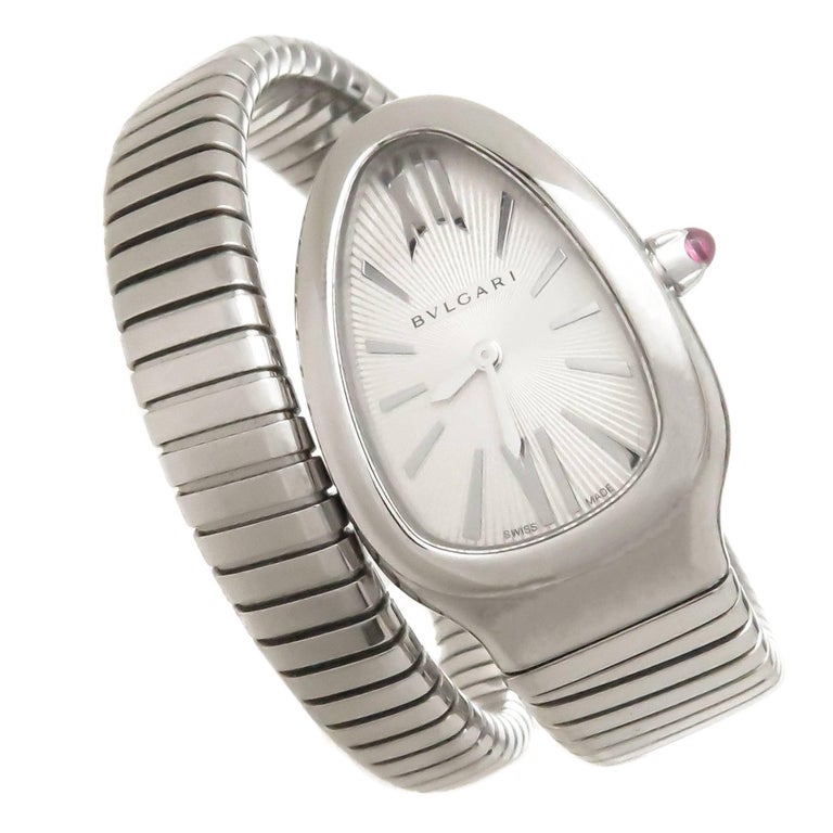 Bulgari Lady's Stainless Steel Serpenti Spiga Quartz Wristwatch at 1stdibs