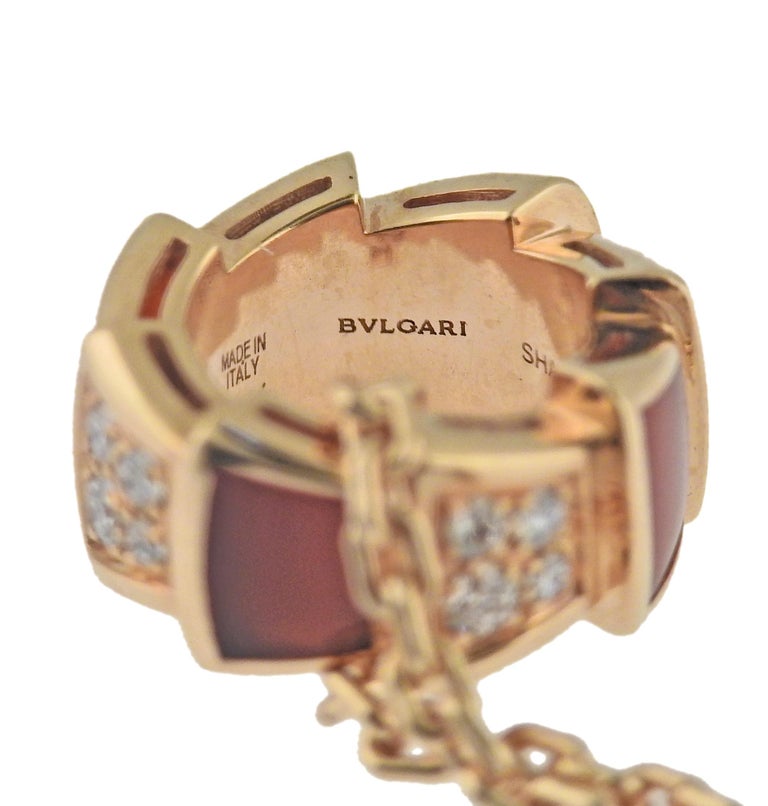 Bulgari Serpenti Viper Diamond Carnelian Rose Gold Pendant Necklace For ...