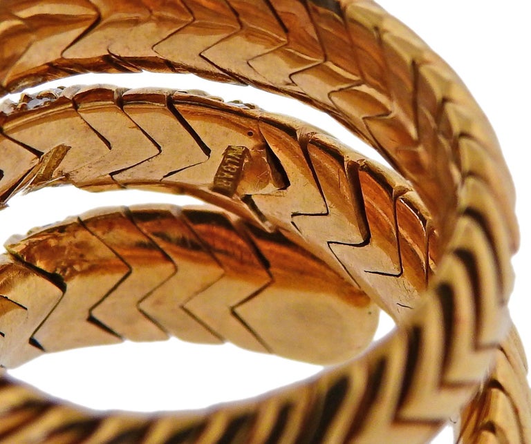 Bulgari Spiga Diamond Gold Wrap Ring at 1stDibs