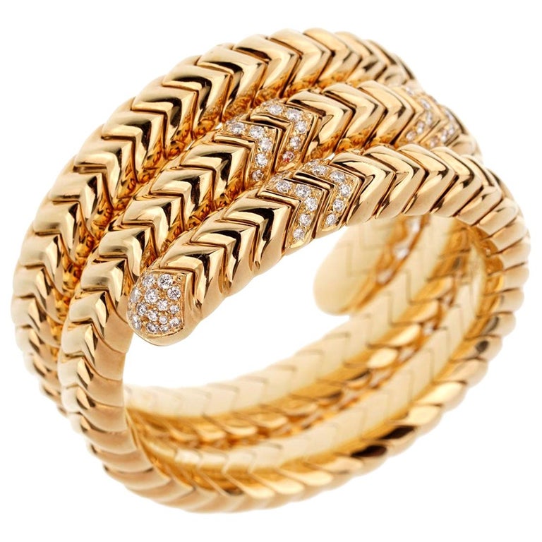 Bulgari Spiga Diamond Yellow Gold Bracelet at 1stDibs