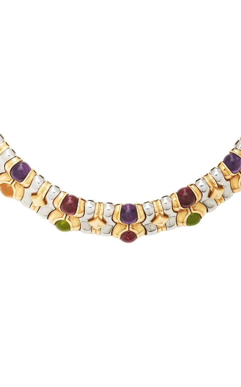 Bulgari Steel Gold Gem-Set Necklace at 1stDibs | gold steel and gem ...
