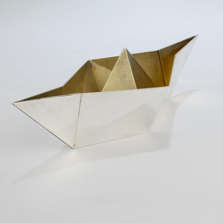 Bulgari Sterling Silver Origami Boat Paperweight, 1974 For Sale at 1stDibs