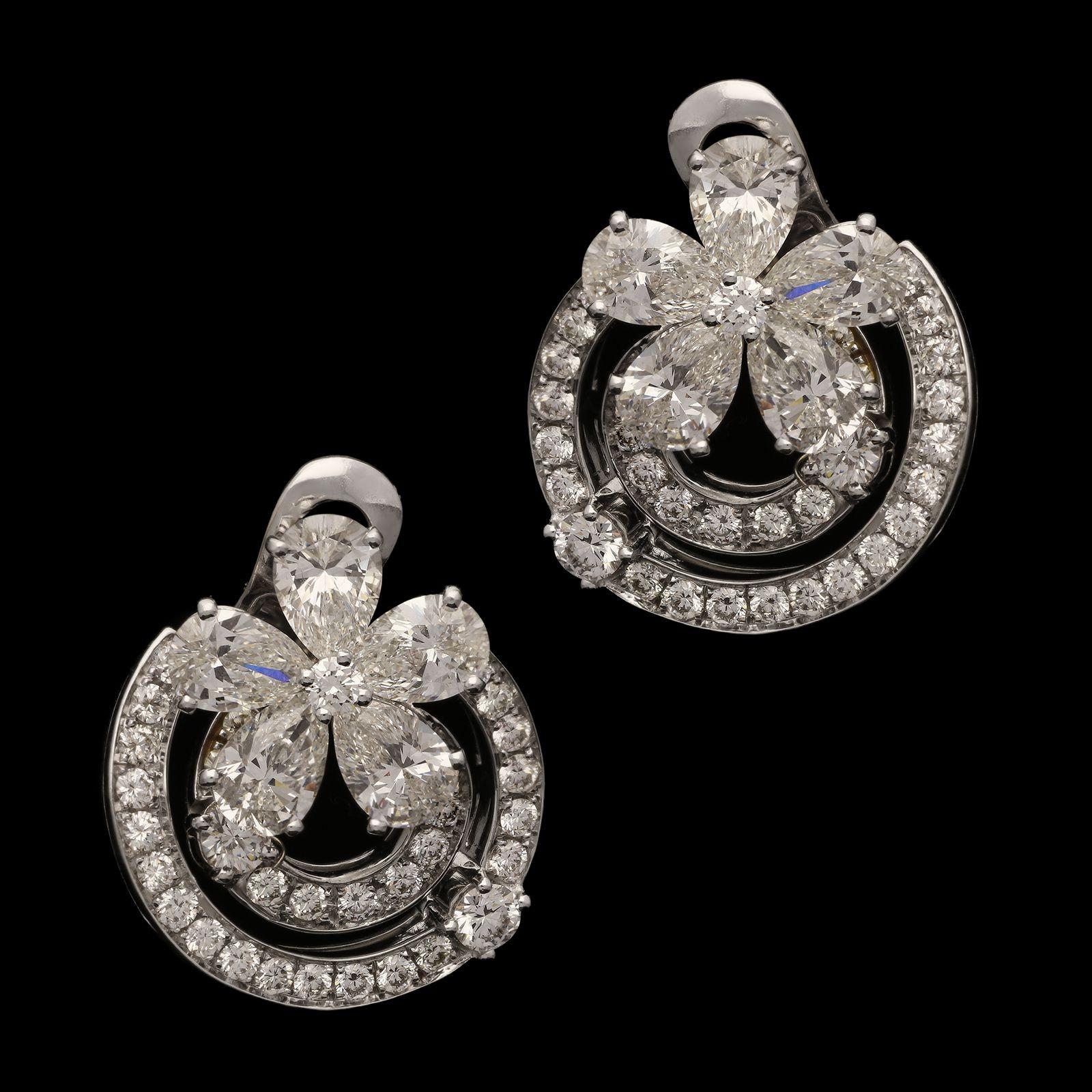 Bulgari Stunning Pair of 'Flora Collection' Diamond Flower and Swirl ...